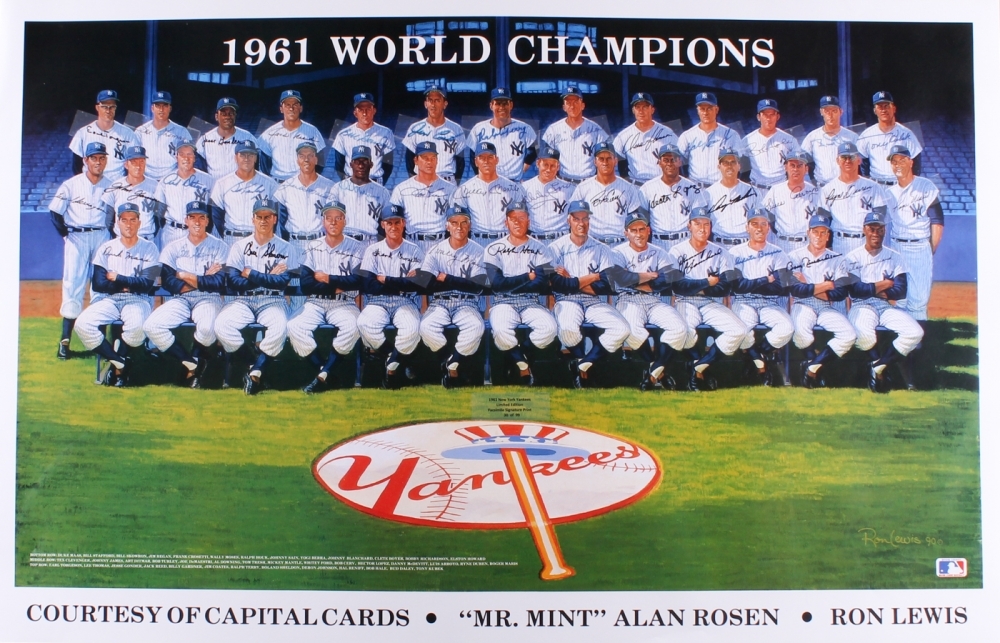 1961 New York Yankees Poster Team Facsimile Signed Print 41 Signatures ...