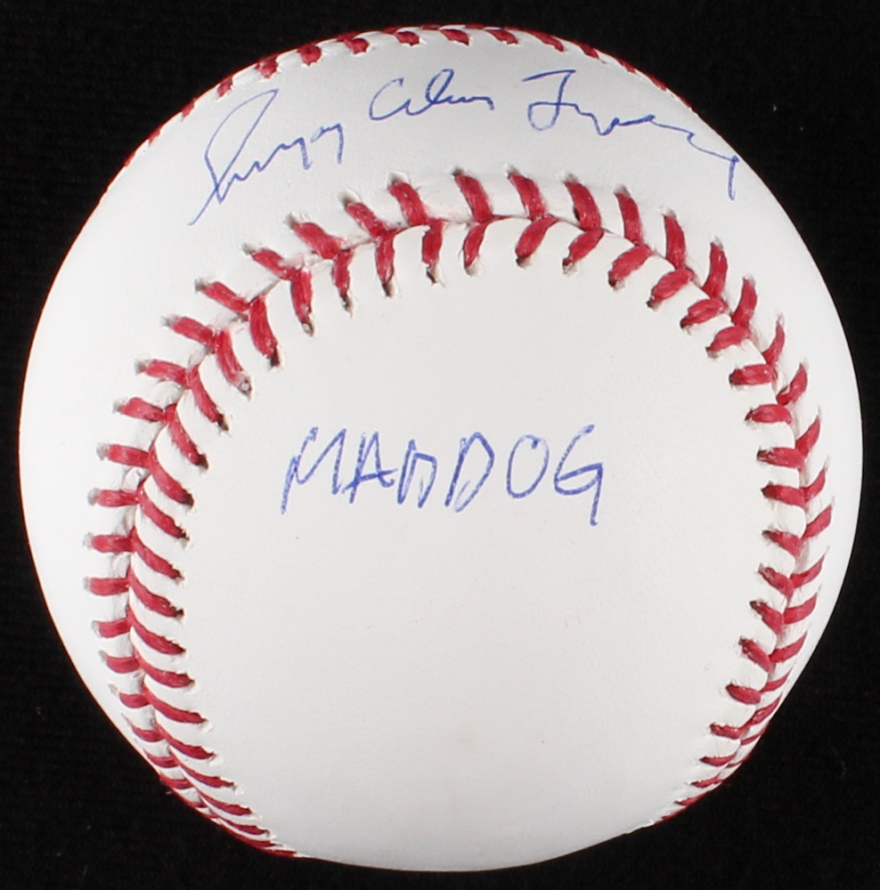 Greg Maddux Signed OML Baseball Inscribed "92-93-94-95-NLCY" & "Mad Dog ...