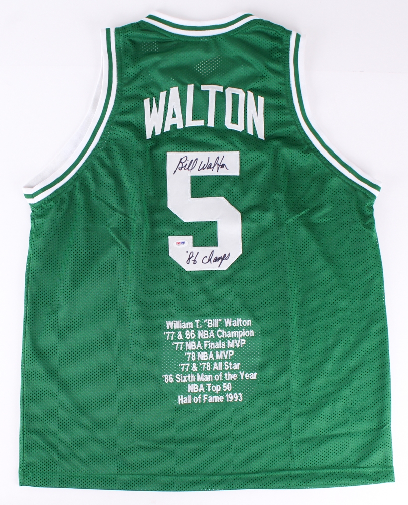 Bill Walton Signed Celtics Career Highlight Stat Jersey Inscribed "'86 ...