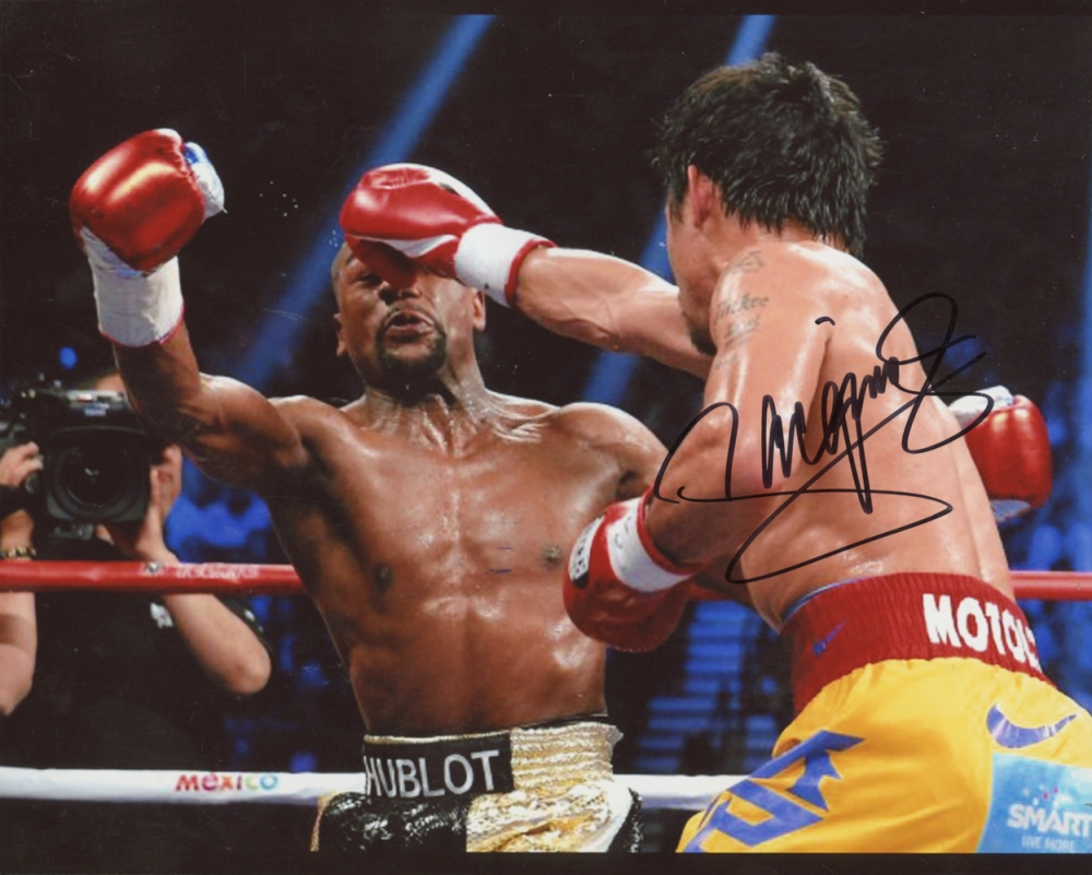 Manny Pacquiao Signed 8x10 Photo vs Floyd Mayweather (Pacquiao COA ...