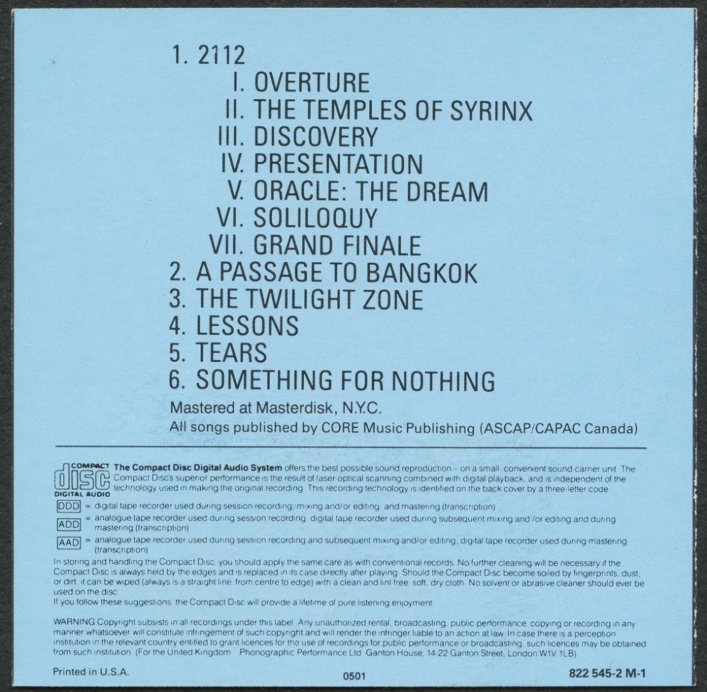 Geddy Lee Signed Rush "2112" CD Insert (JSA COA) | Pristine Auction