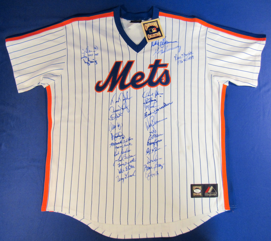 1986 Mets World Series Champions Jersey Team-Signed by (25) with Darryl ...