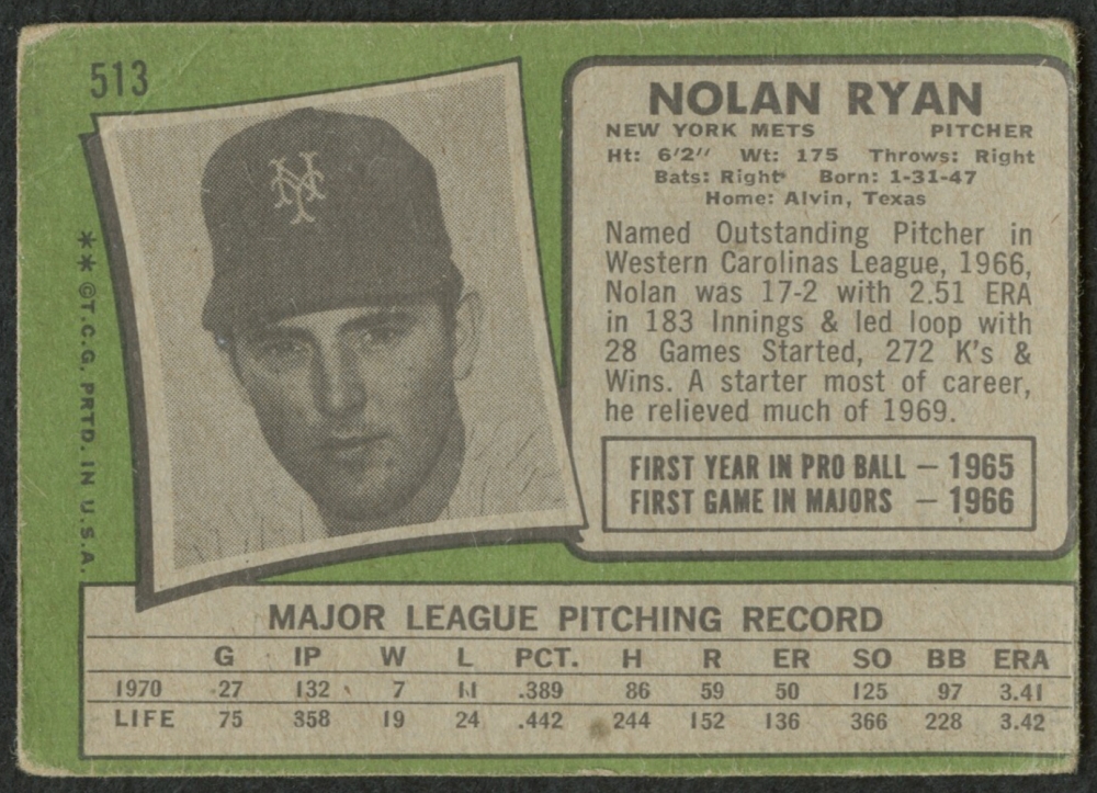 1971 Topps #513 Nolan Ryan | Pristine Auction