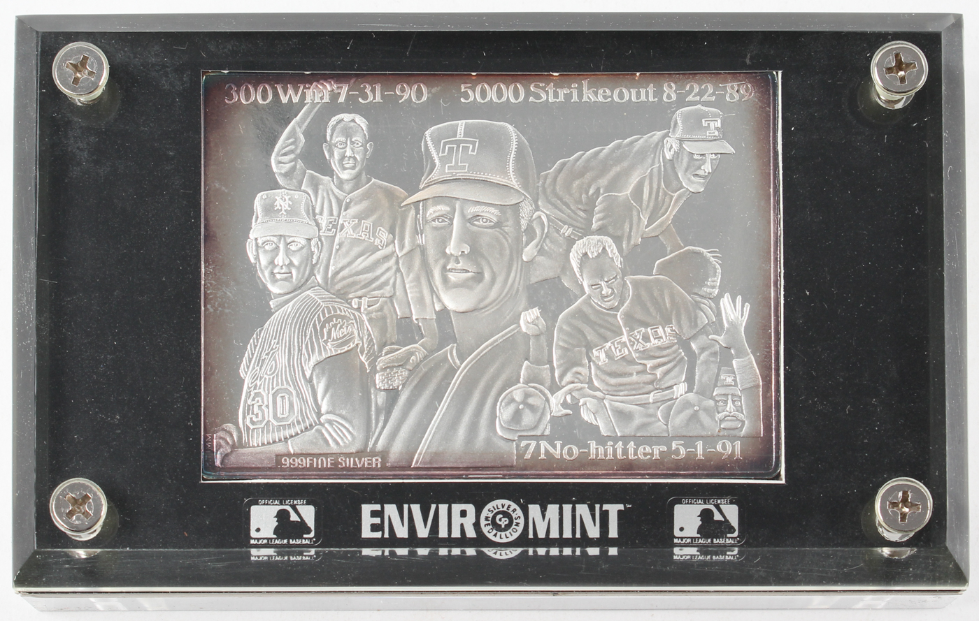 Nolan Ryan 3 Troy Oz. Fine Silver Bullion Bar with Display Case ...