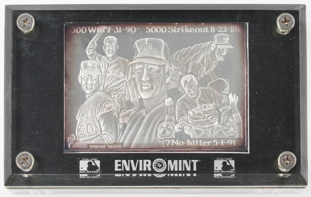 Nolan Ryan 3 Troy Oz. Fine Silver Bullion Bar with Display Case ...