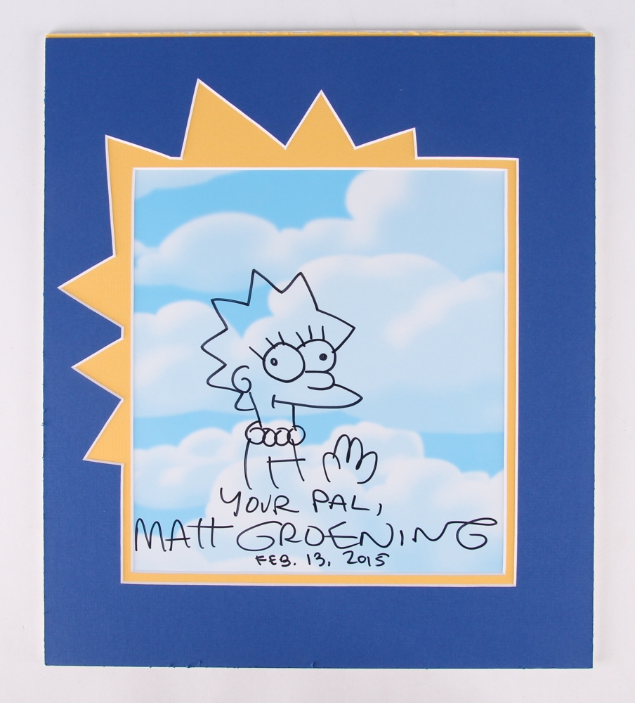 Matt Groening Signed "The Simpsons" Lisa Simpson Hand-Drawn Sketch ...