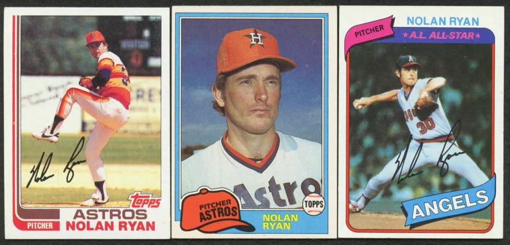 Lot of (3) Nolan Ryan Baseball Cards with 1980 Topps #580, 1981 Topps ...