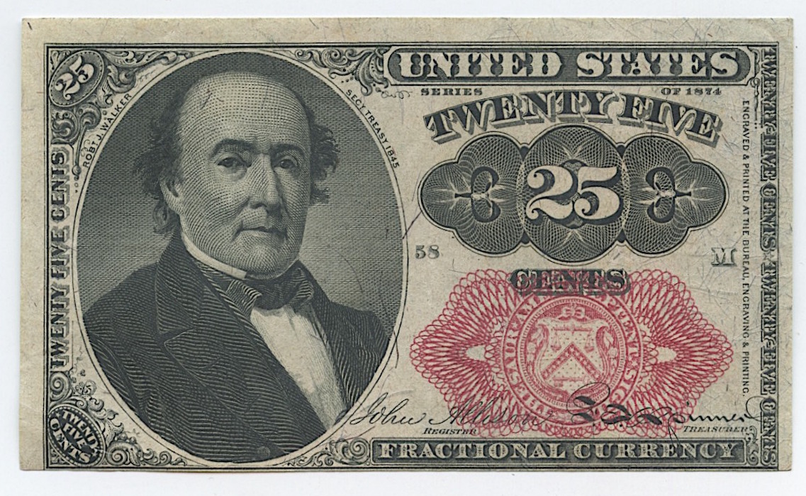 1874 United States $.25 Twenty Five Cents Fr. 1309 Fractional Bank Note ...