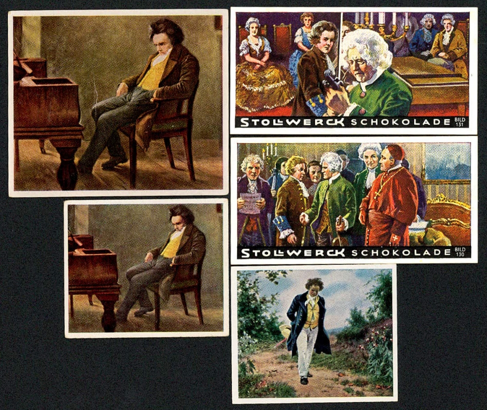 Lot of (5) Ludwig Van Beethoven Tobacco Cards Including 1898 Stollwerk ...