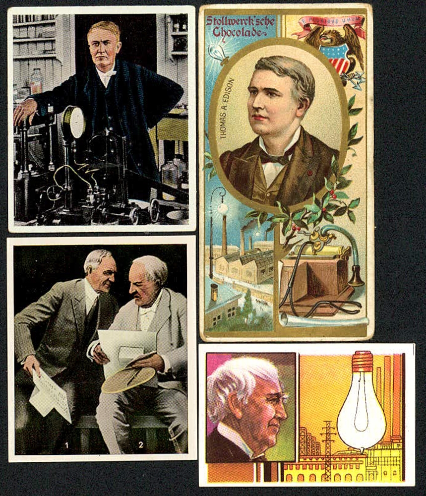 Lot of (4) Vintage Thomas Edison Cards with 1897 Stollwerck, 1933 ...