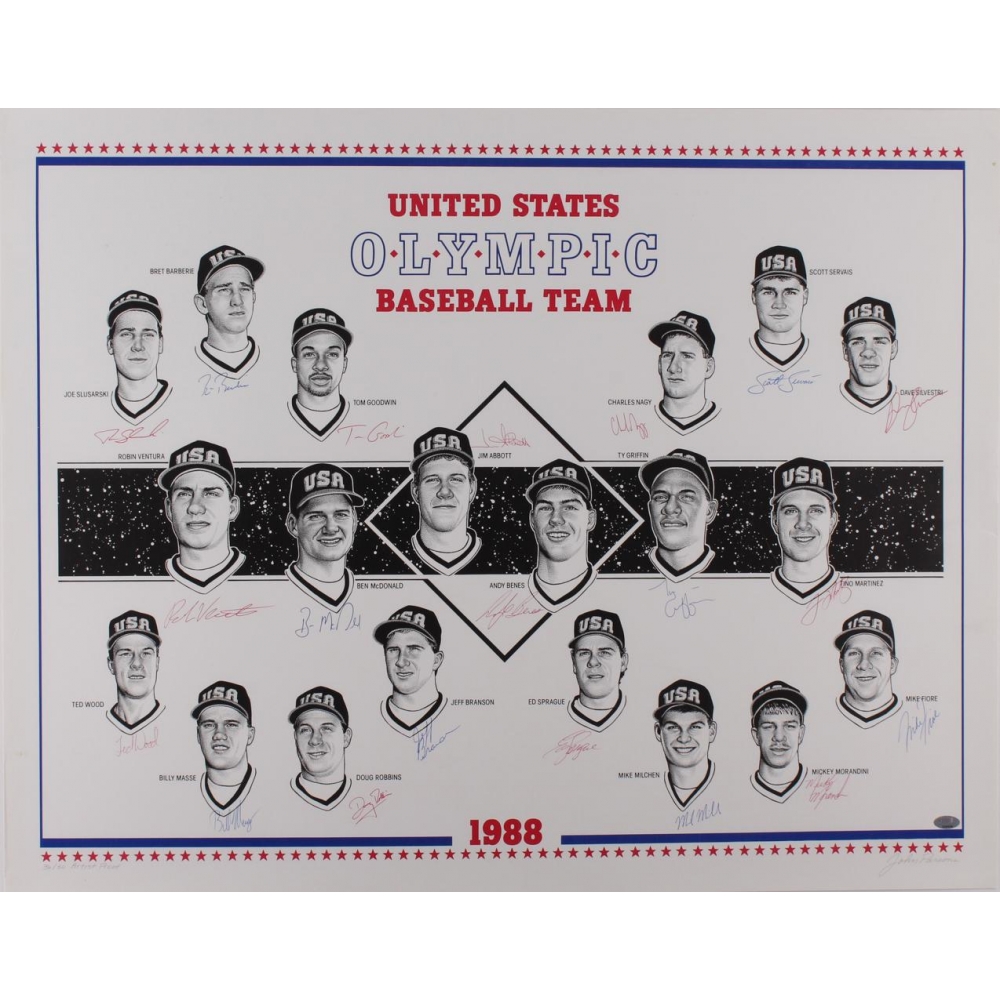 1988 US Olympic Baseball 22" x 28" AP Lithograph Team-Signed by (20 ...
