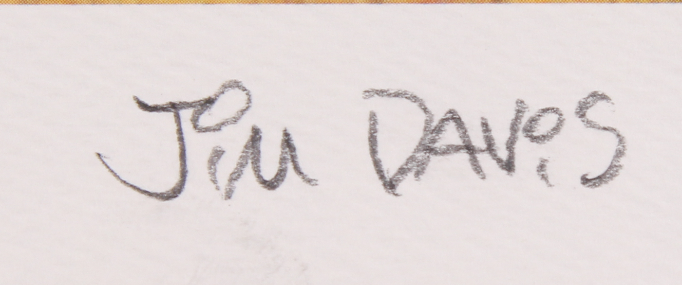 Jim Davis Signed "Sunday Football" 15” x 17” Norman Rockwell & Garfield ...