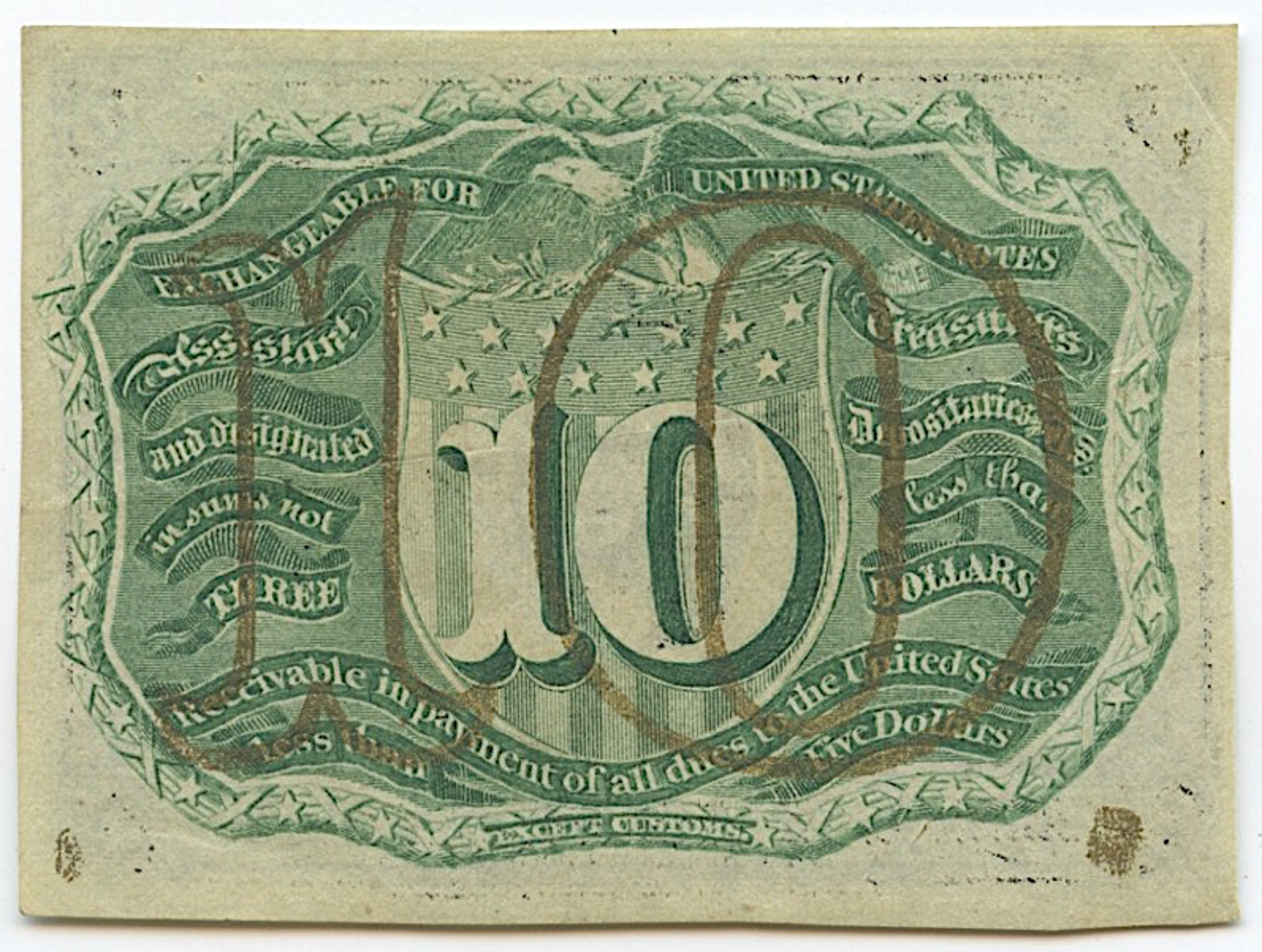 1863 United States $.10 Ten Cents Fr. 1245 Fractional Bank Note Bill ...