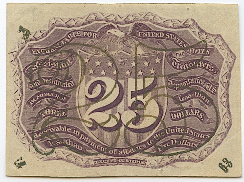 1863 United States $.25 Twenty Five Cents Fr. 1285 Fractional Bank Note ...