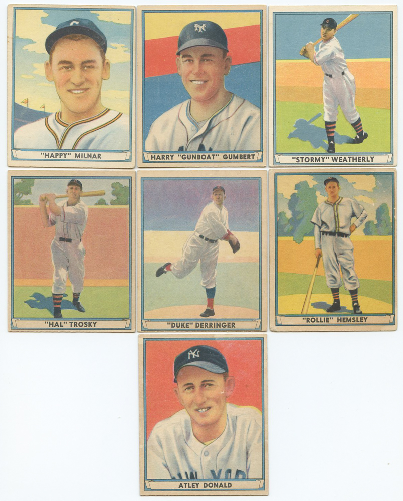 Lot of (7) 1941 Play Ball Cards with #4 Paul Derringer, #16 Hal Trosky ...