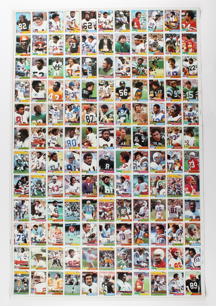 1981 Topps 28" x 43" Uncut Sheet of (132) Football Cards Including Joe ...