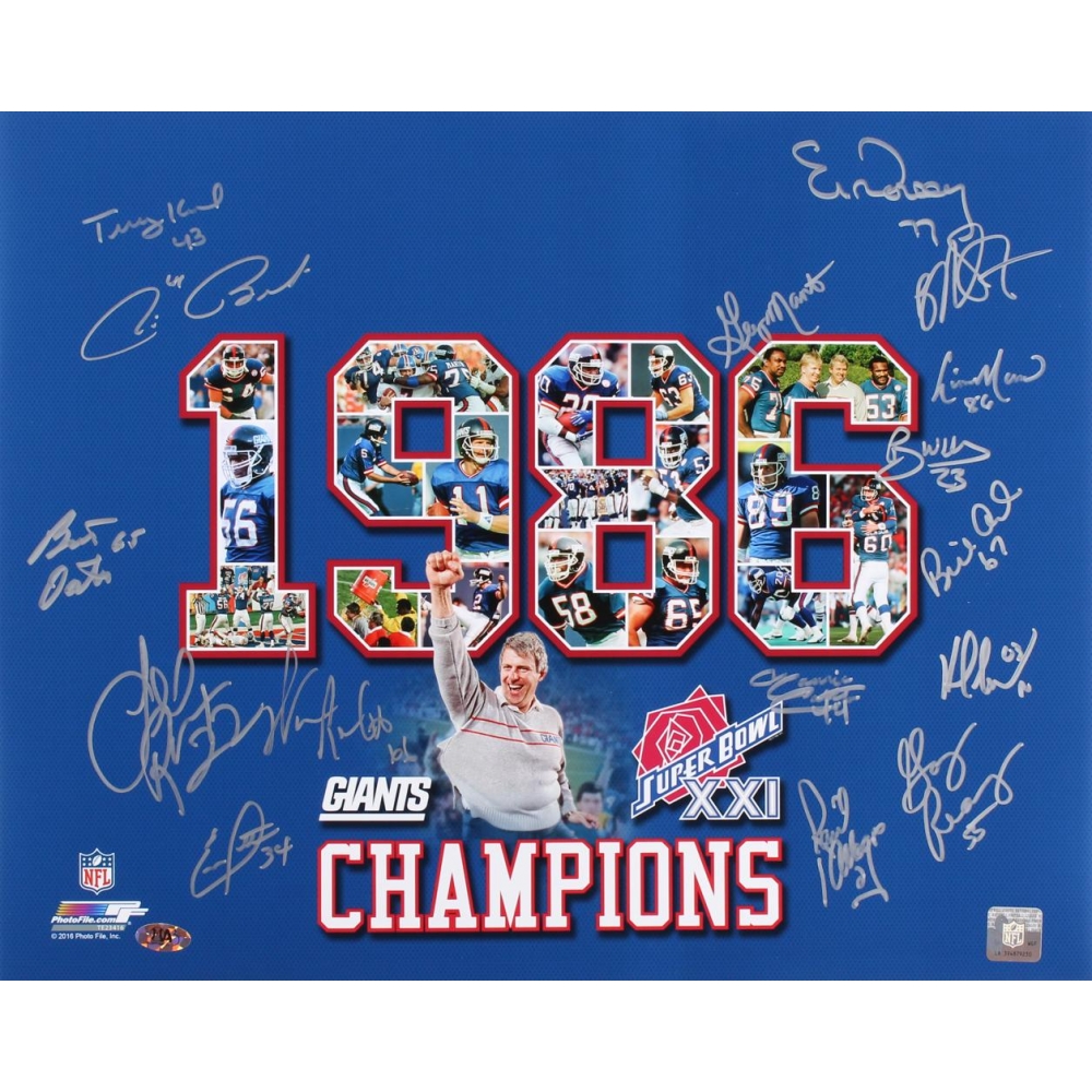 1986 Giants Super Bowl XXI Champions 16x20 Photo Team Signed by (16 ...