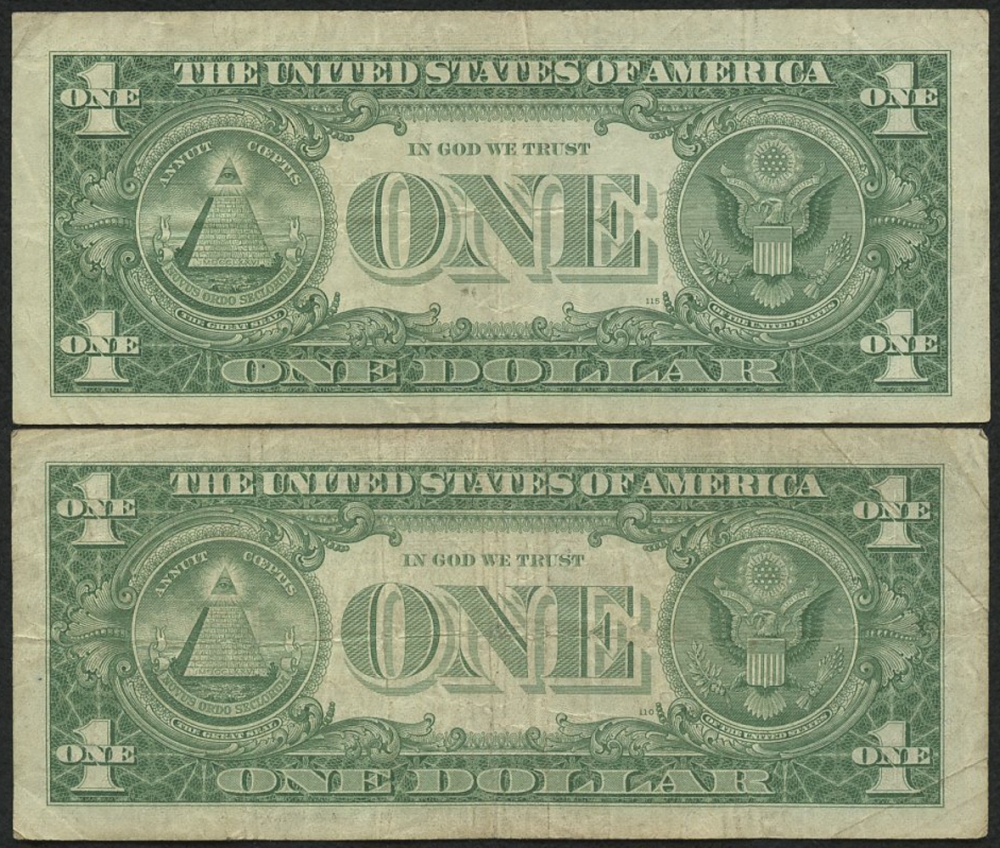 Lot of (2) 1957 Star Note $1 One-Dollar Blue Seal Silver Certificates ...