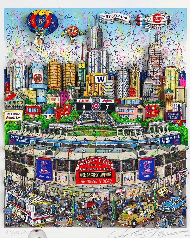 Charles Fazzino Signed LE Chicago Cubs World Series Champions Custom ...