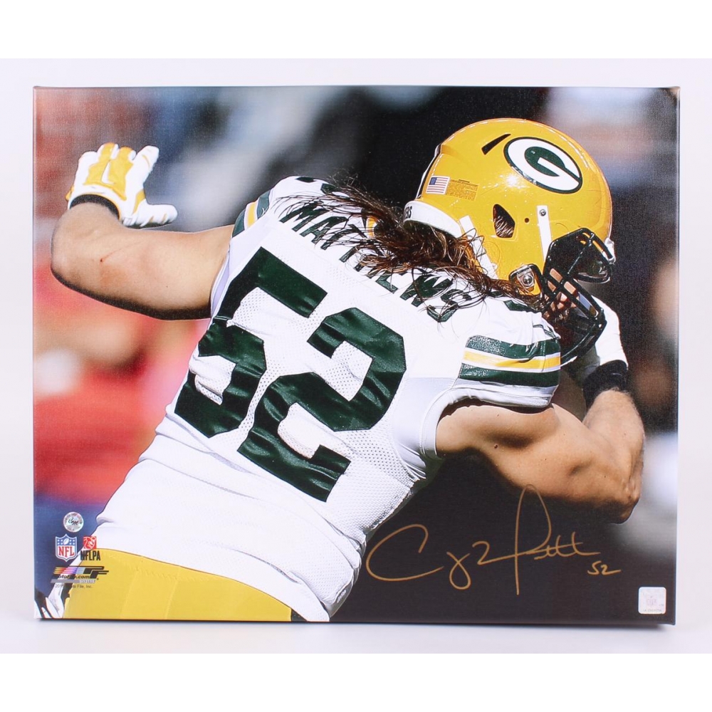 Clay Matthews Signed Packers 20"x24" Photo on Canvas (Matthews Hologram ...