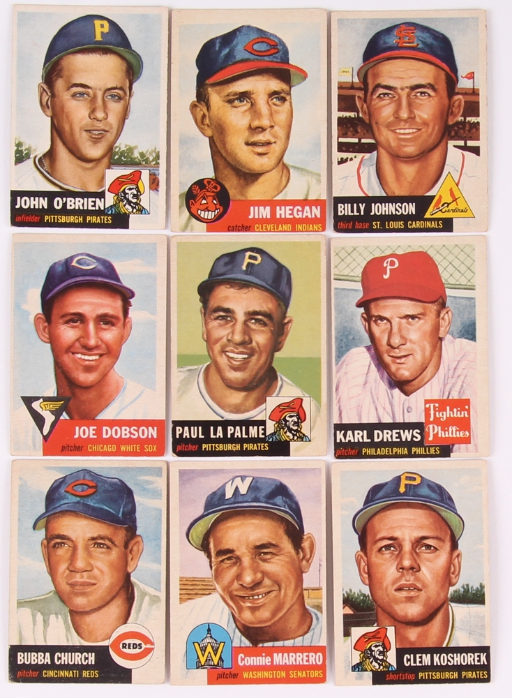 Lot of (9) 1953 Topps Baseball Cards with #223 Johnny O'Brien RC, #80 ...