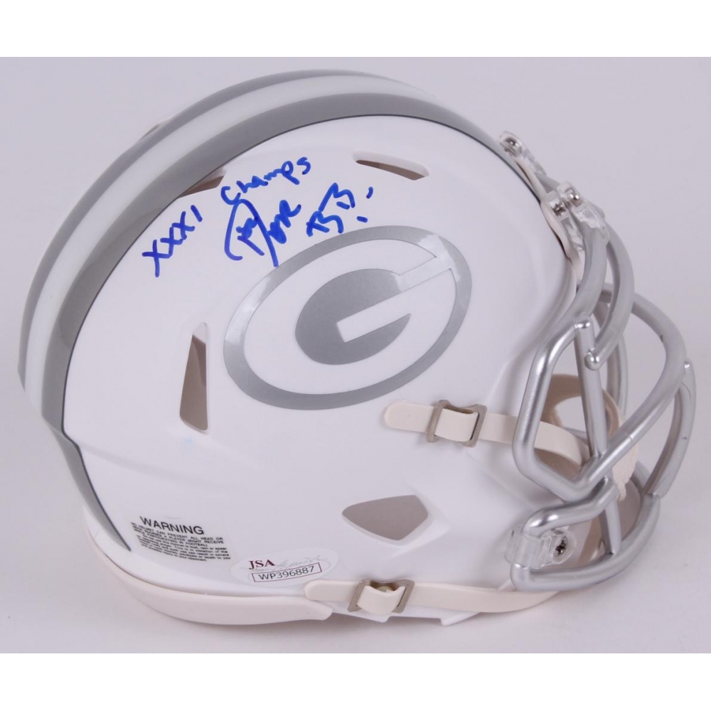 Don Beebe Signed Packers Custom Matte White Speed Ice Mini-Helmet ...