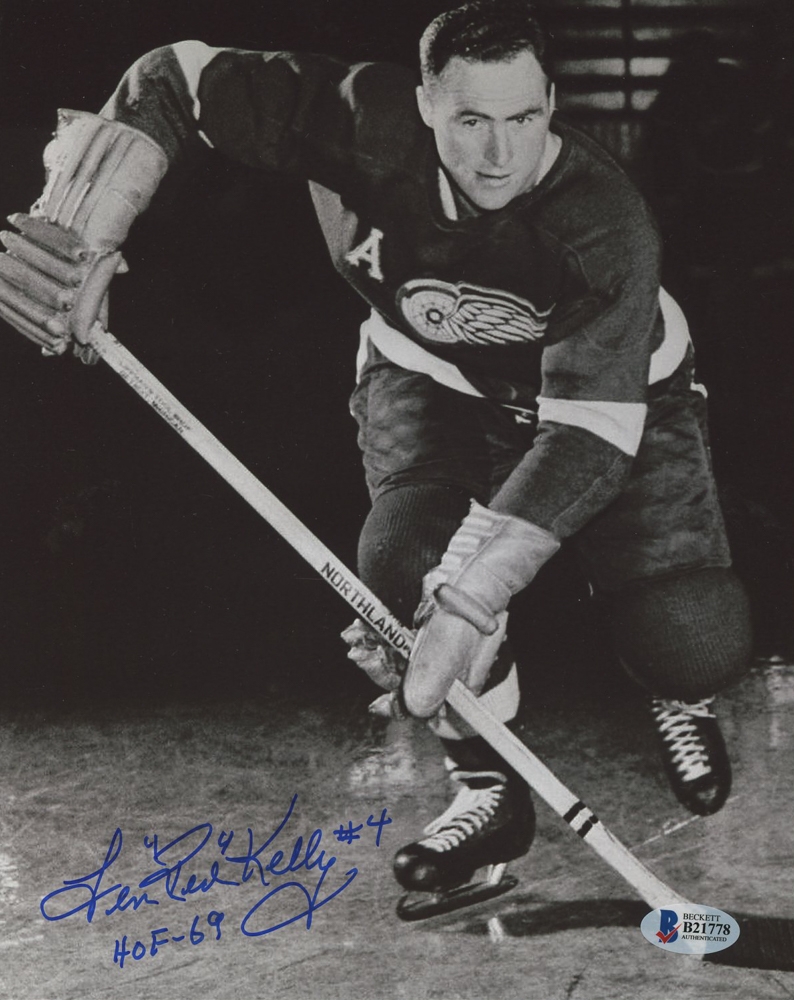 Leon "Red" Kelly Signed Red Wings 8x10 Photo Inscribed "HOF-69 ...