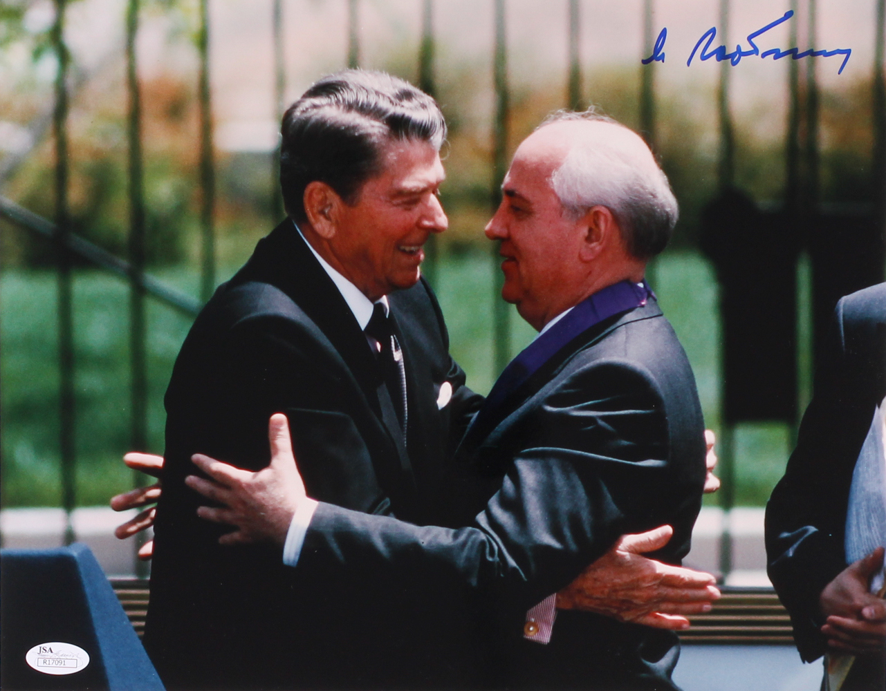 Mikhail Gorbachev Signed 11x14 Photo with Ronald Reagan (JSA COA ...