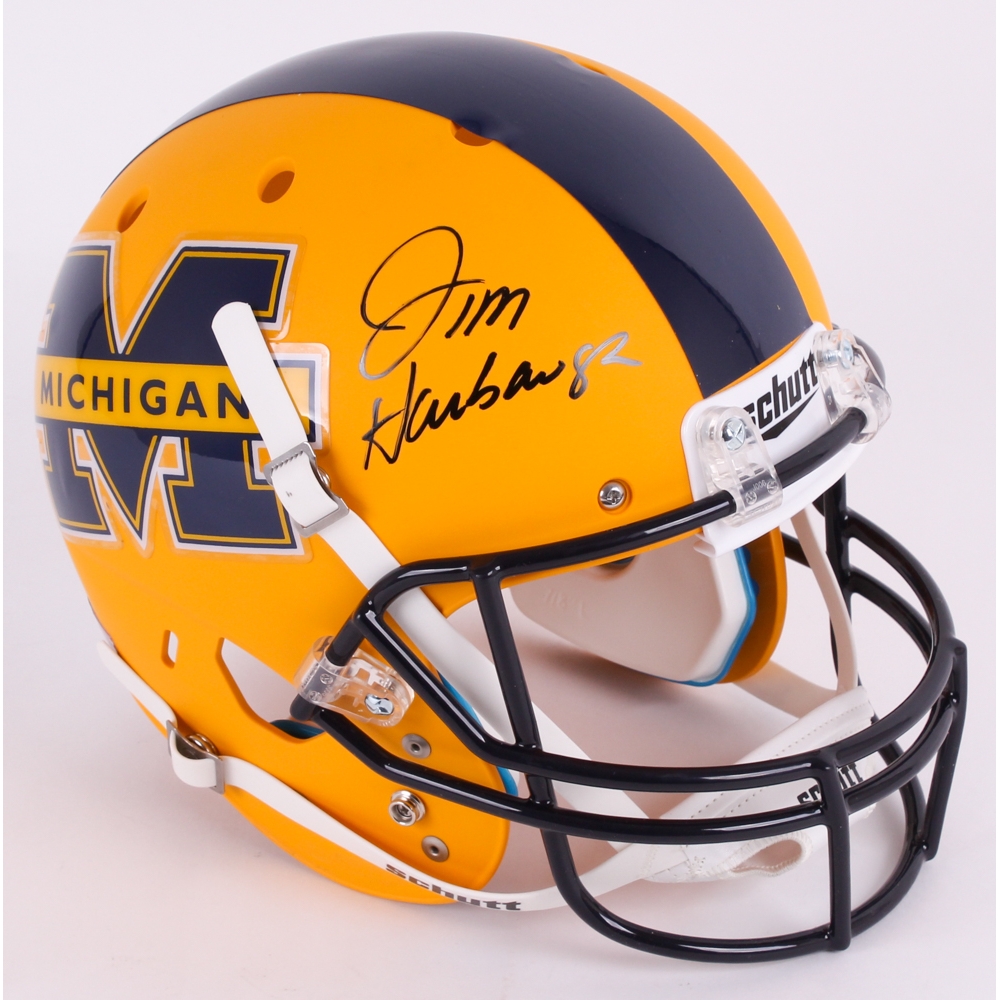Jim Harbaugh Signed Michigan Wolverines Custom Matte Yellow Full-Size ...