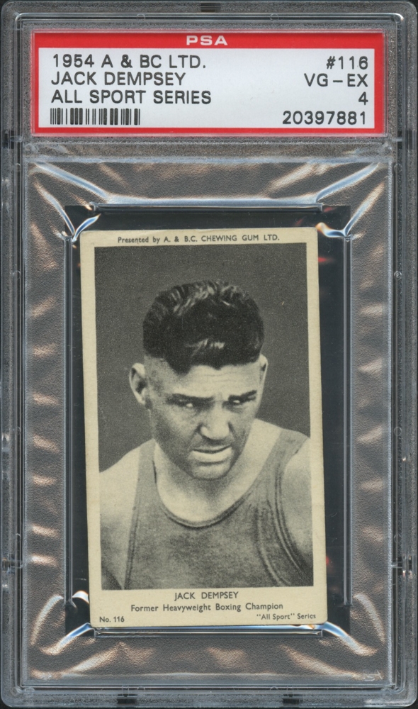 1954 A & B.C. Chewing Gum Ltd. All Sport Series Jack Dempsey Boxing ...