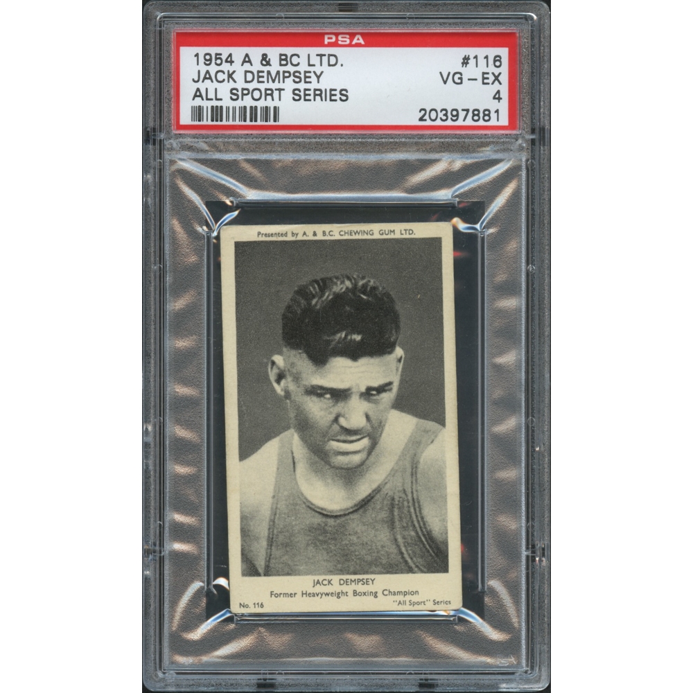 1954 A & B.C. Chewing Gum Ltd. All Sport Series Jack Dempsey Boxing ...