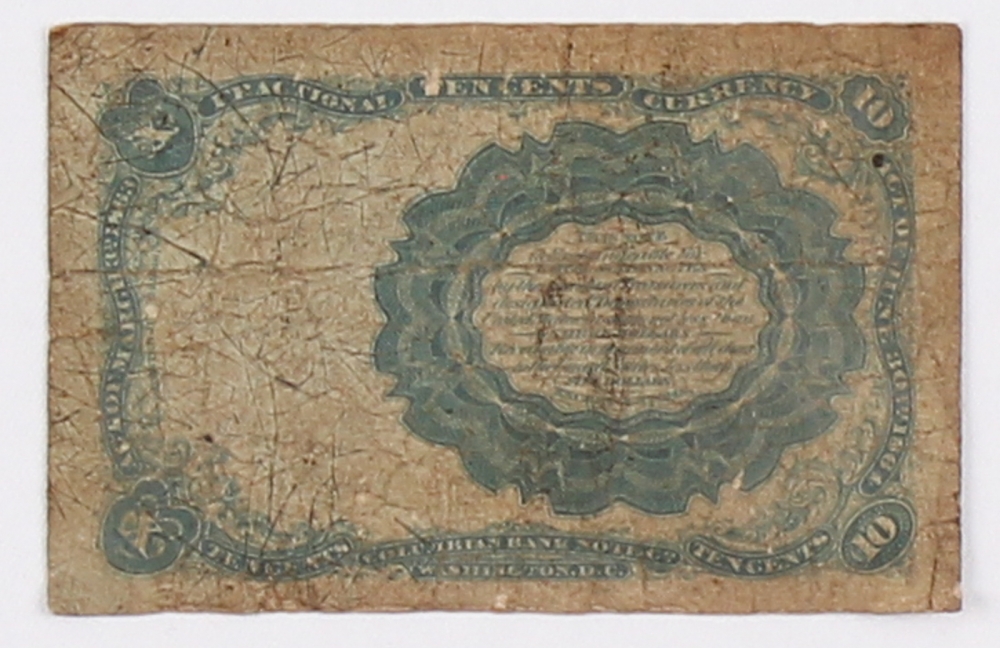 1874 United States ¢10 Ten-Cent Fractional Bank Note (Fifth Issue ...