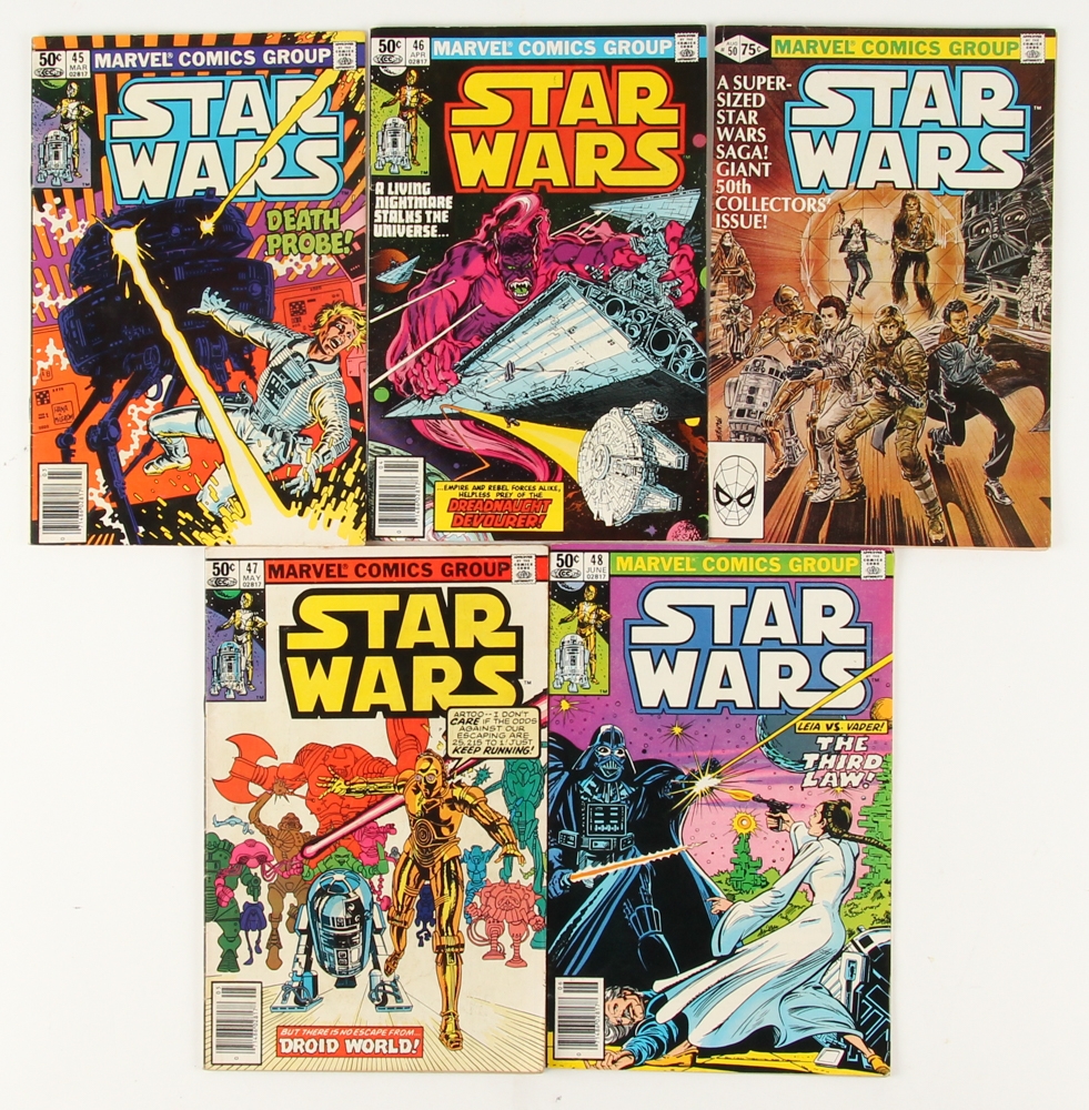 Lot of (5) Vintage Star Wars Marvel Comic Books with (1) 1980: #45 & (4 ...