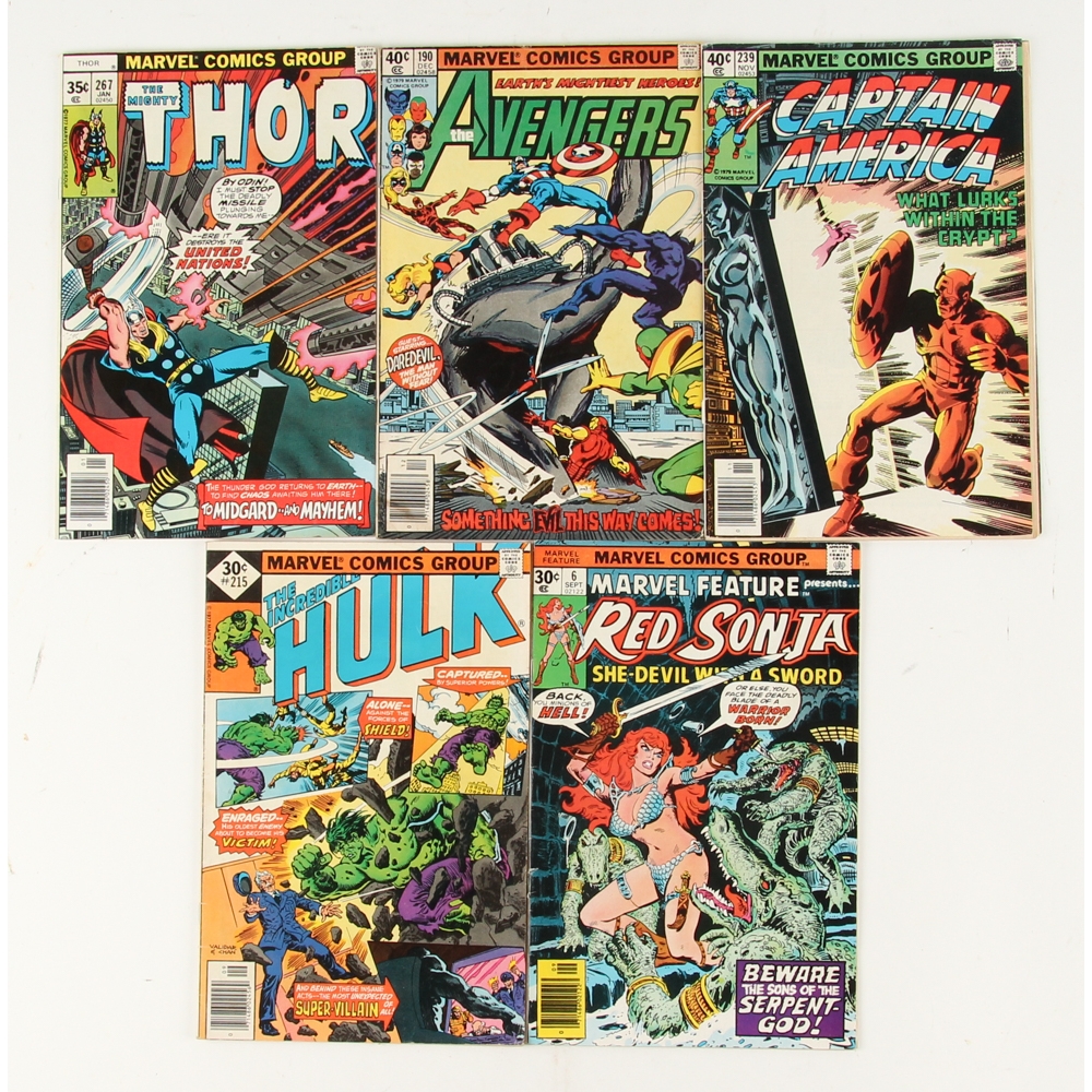 Lot of (5) Vintage Marvel Comic Books with (1) 1976 Marvel Feature #6 ...