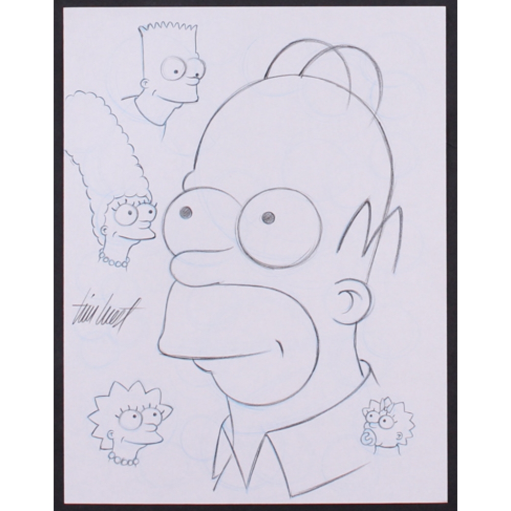 Tim West Signed "The Simpsons" 8.5" x 11" Original Pencil Model Drawing ...
