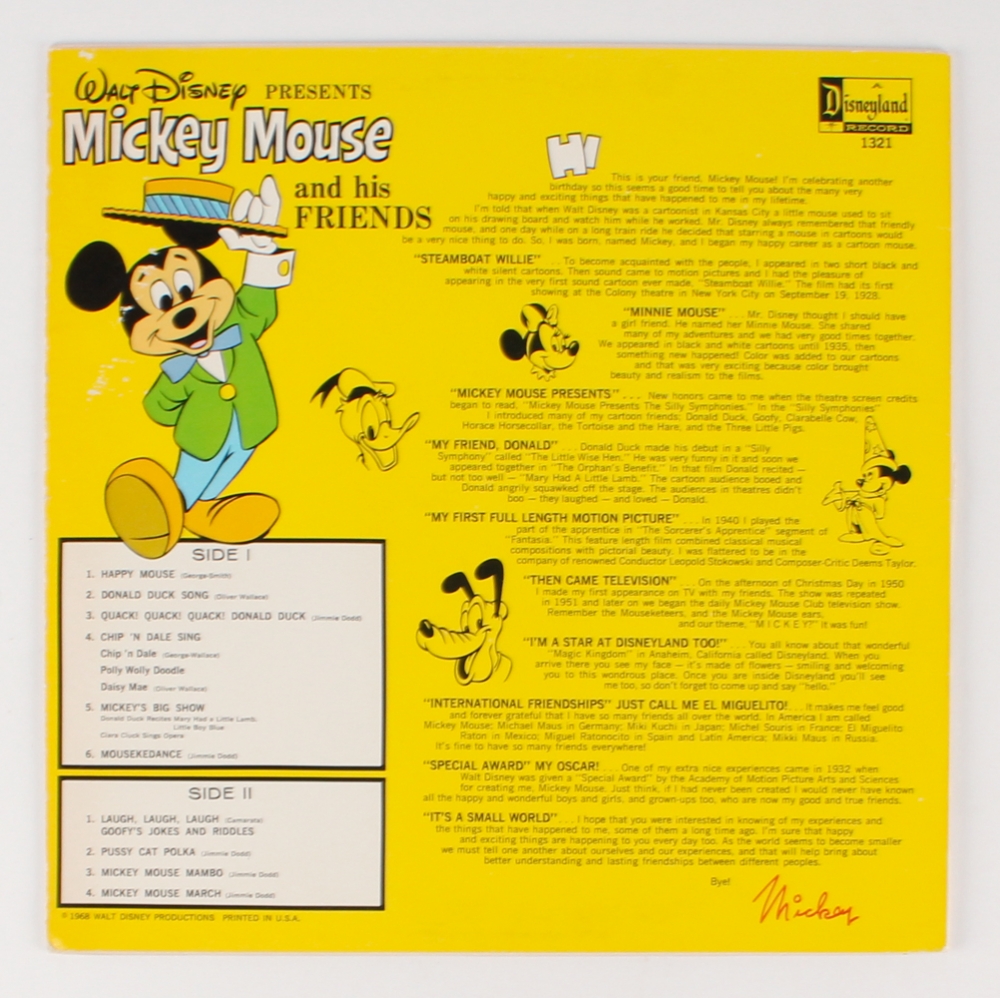 Vintage 1968 Walt Disney's "Mickey Mouse & His Friends" Vinyl ...