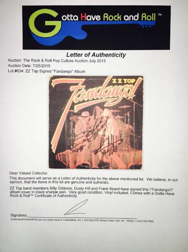 Billy Gibbons Frank Beard And Dusty Hill Signed Zz Top 18 X 28 Custom Framed Record Display