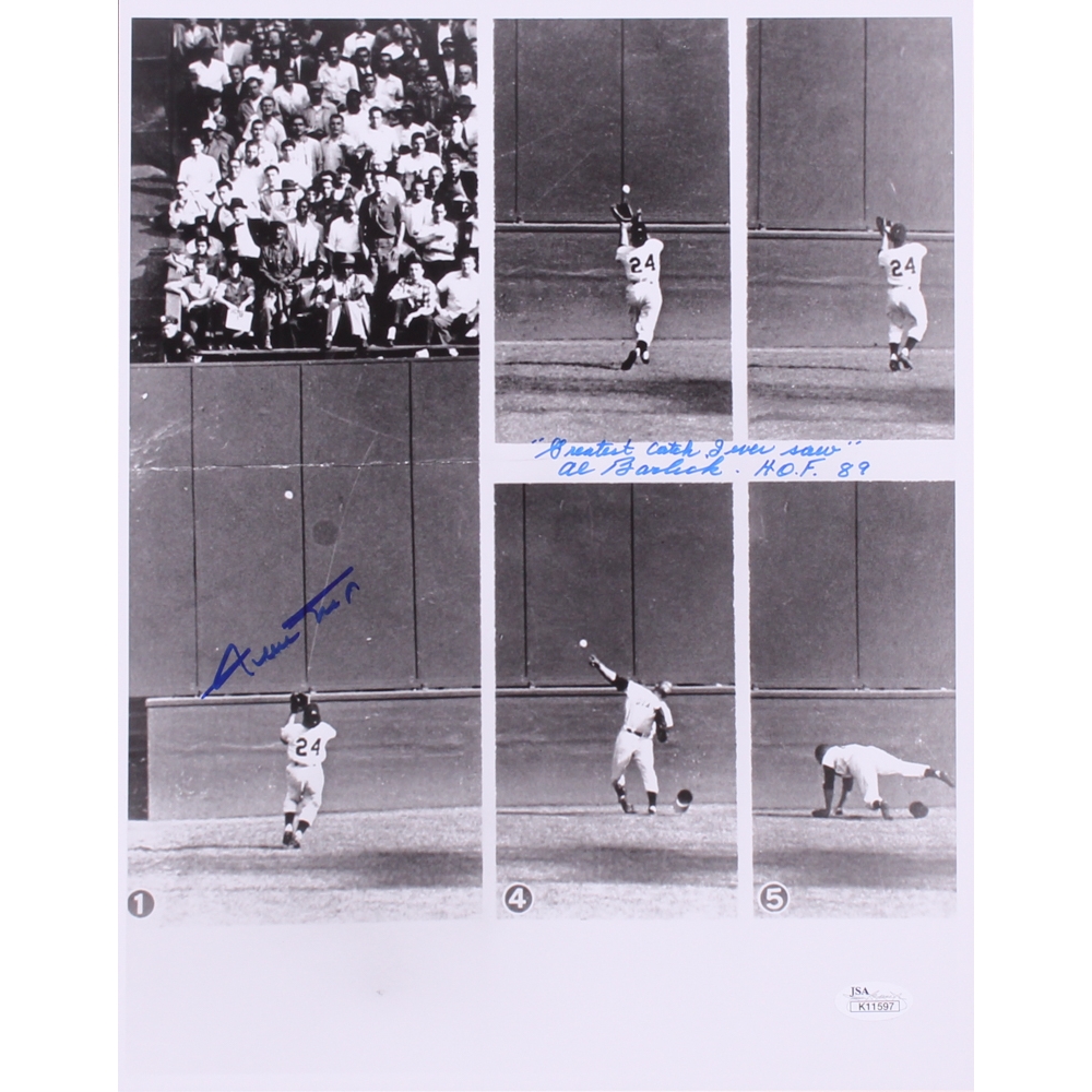 Willie Mays & Al Barlick Signed "The Catch" 1954 World Series Giants ...