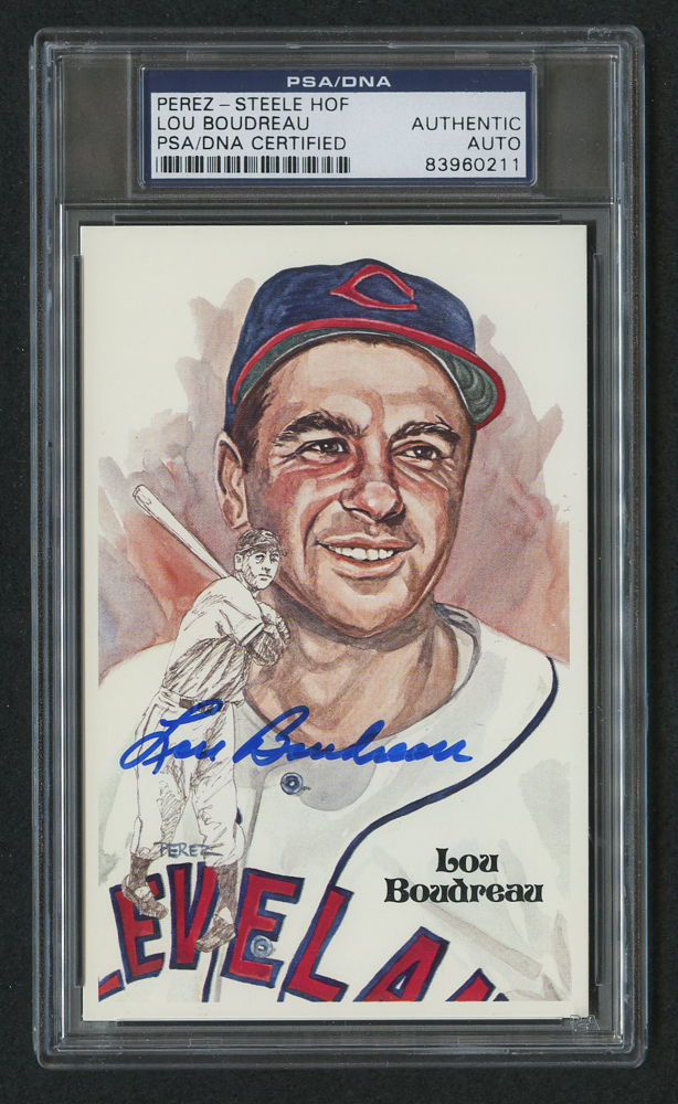 Lou Boudreau Signed LE 1981 Perez Steele Galleries HOF Postcard (PSA ...