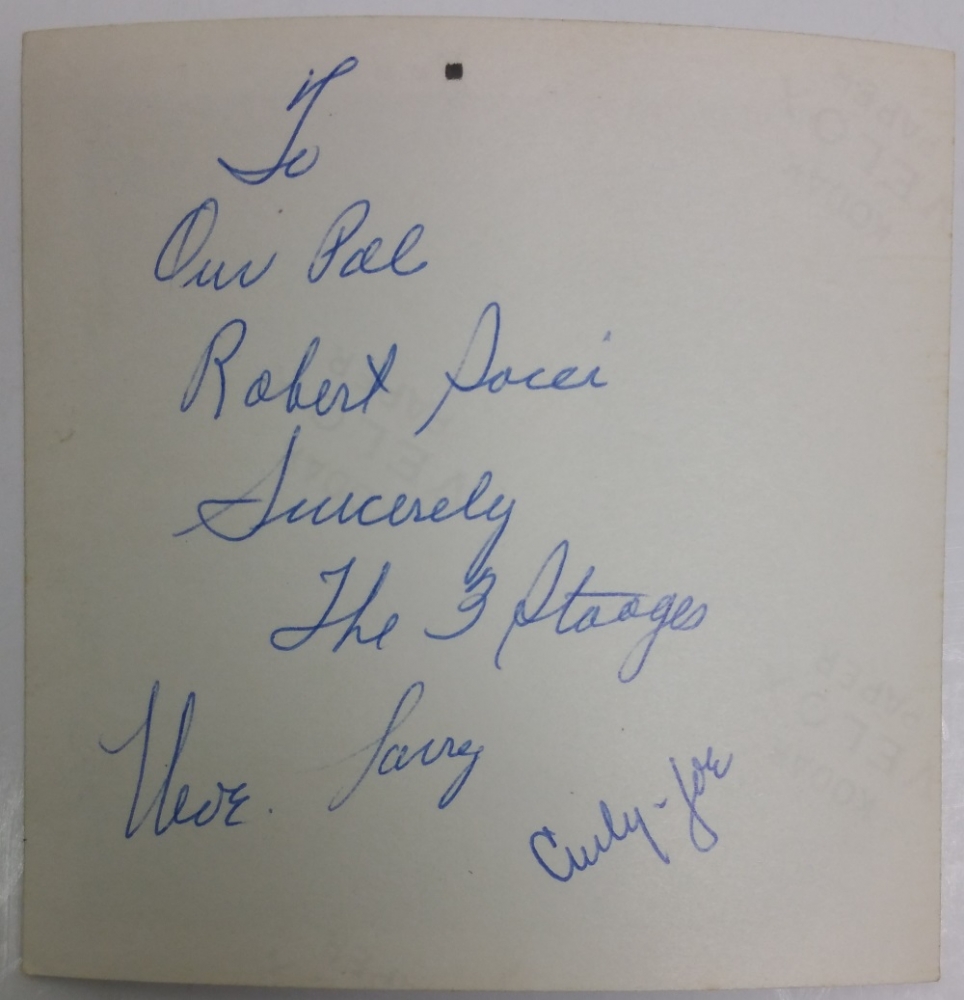 Moe Howard Signed 3" x 5" "Three Stooges" Photo With Inscriptions (PSA ...