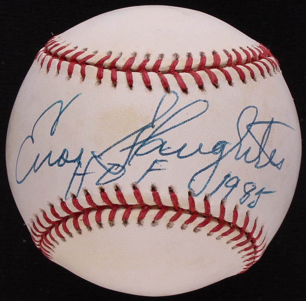 Enos Slaughter Signed ONL Baseball Inscribed "HOF 1985" (JSA COA ...