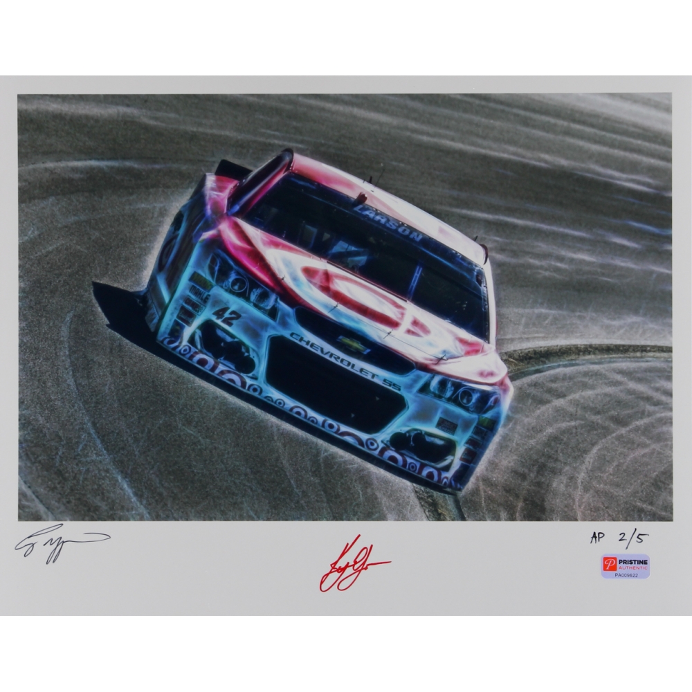 Kyle Larson Signed NASCAR Limited Edition Metallic 11x14 Photo (Artist ...