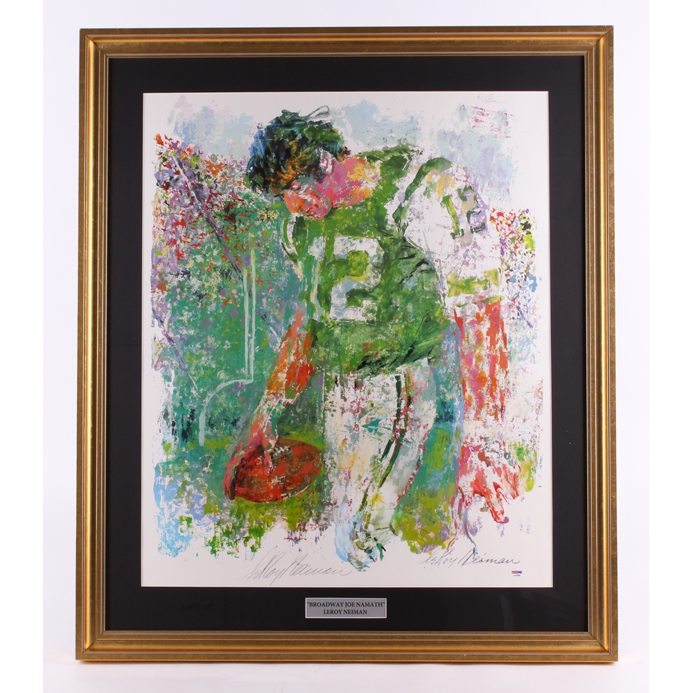 LeRoy Neiman Signed "Broadway Joe Namath" 31" x 36" Custom Framed Print ...