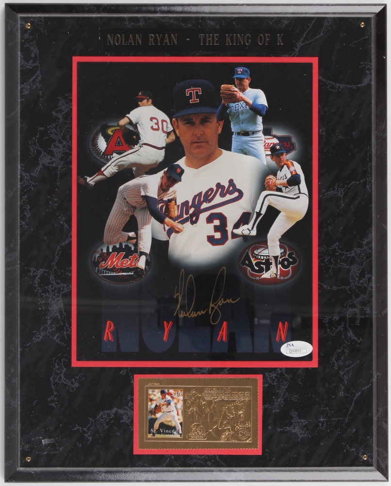 Nolan Ryan Signed "The King of K" 12" x 15" Photo Plaque Display (JSA ...