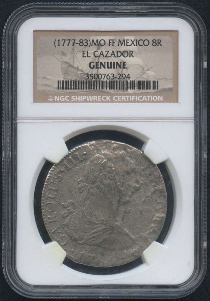 1777 - 1783 8 Reales MO FF Silver Shipwreck Coin from the El Cazador ...
