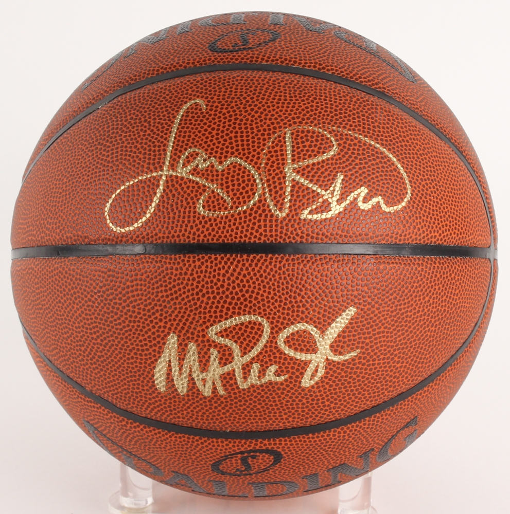 Magic Johnson & Larry Bird Signed Basketball with High Quality Display Case Display Case (PSA ...