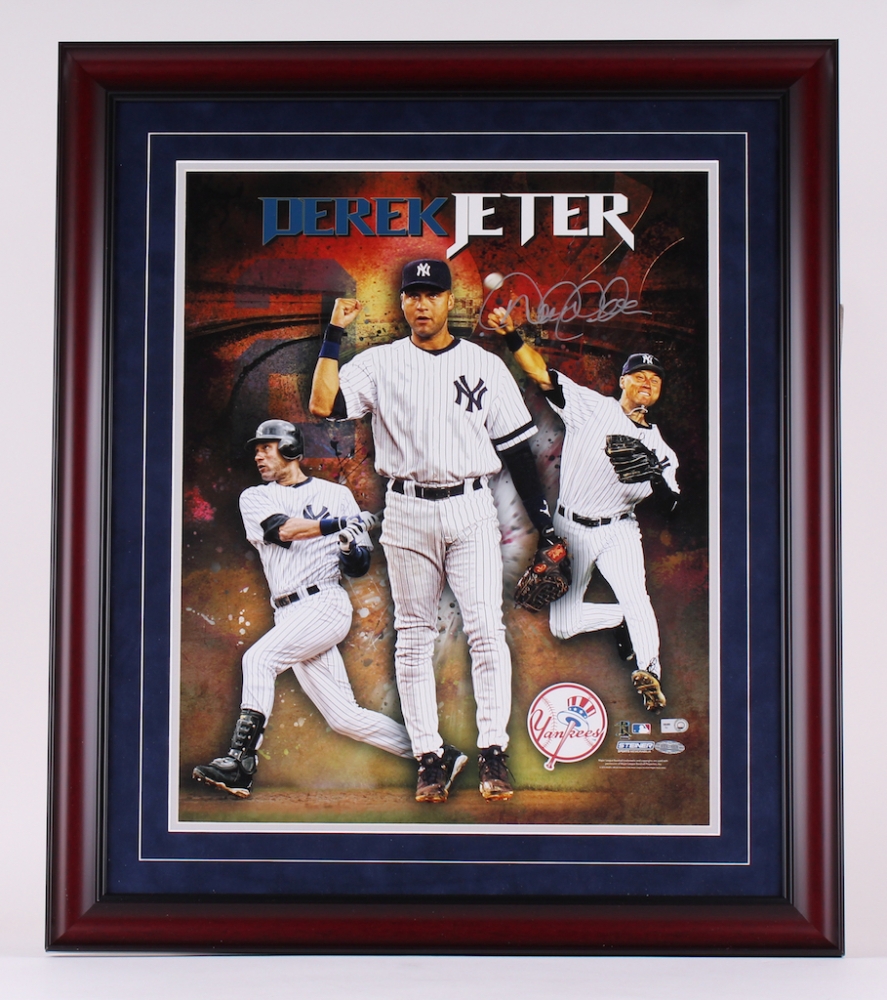 Derek Jeter Signed Yankees 23" x 27" Custom Framed Photo Display (Steiner COA & MLB Hologram ...