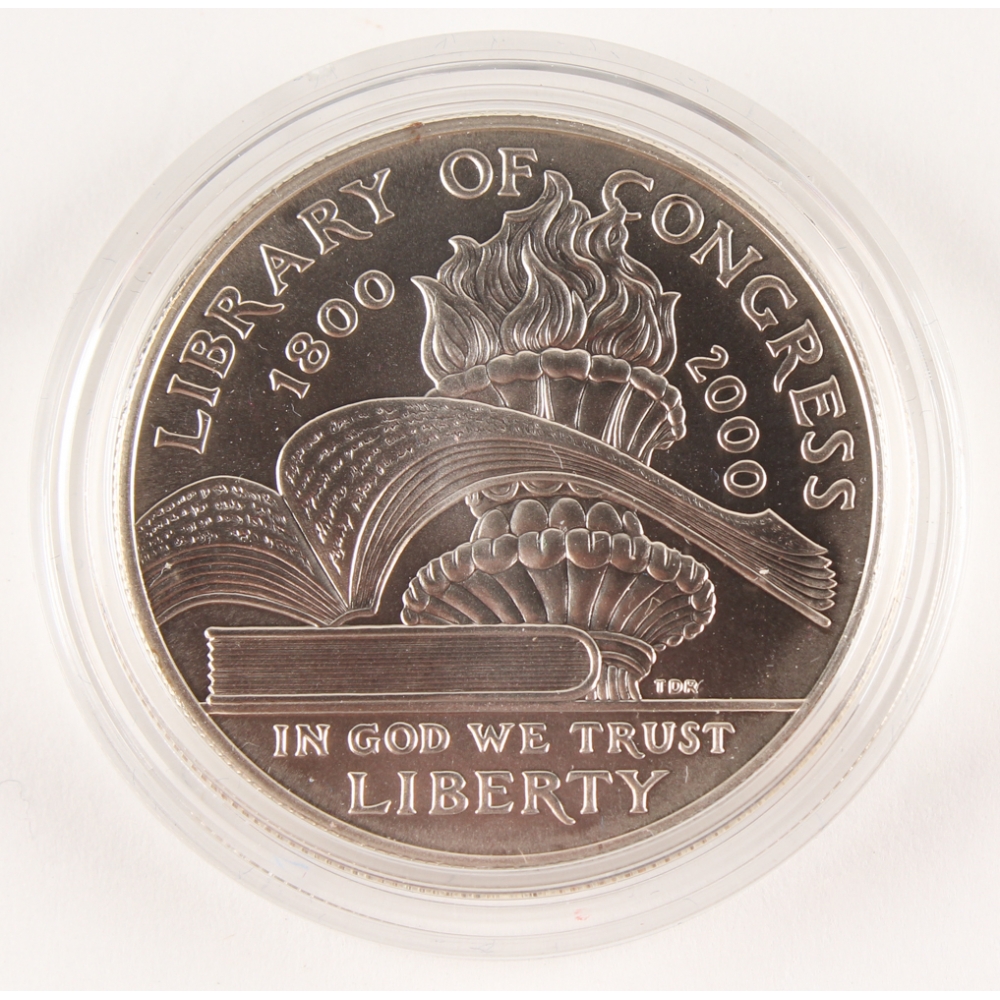 2000 Commemorative Library of Congress $1 One Dollar Silver Coin ...