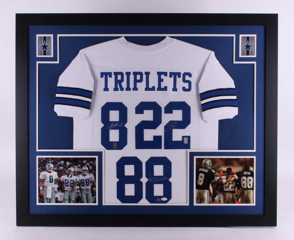 Troy Aikman, Emmitt Smith, & Michael Irvin Signed Cowboys "Triplets" 35" x 43" Custom Framed ...