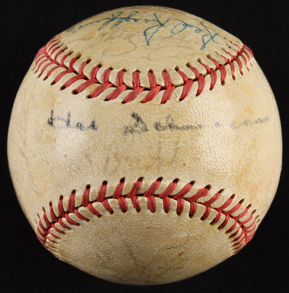 Red Ruffing, Ford Frick, & Hal Schumacher Signed OL Baseball (JSA Group ...